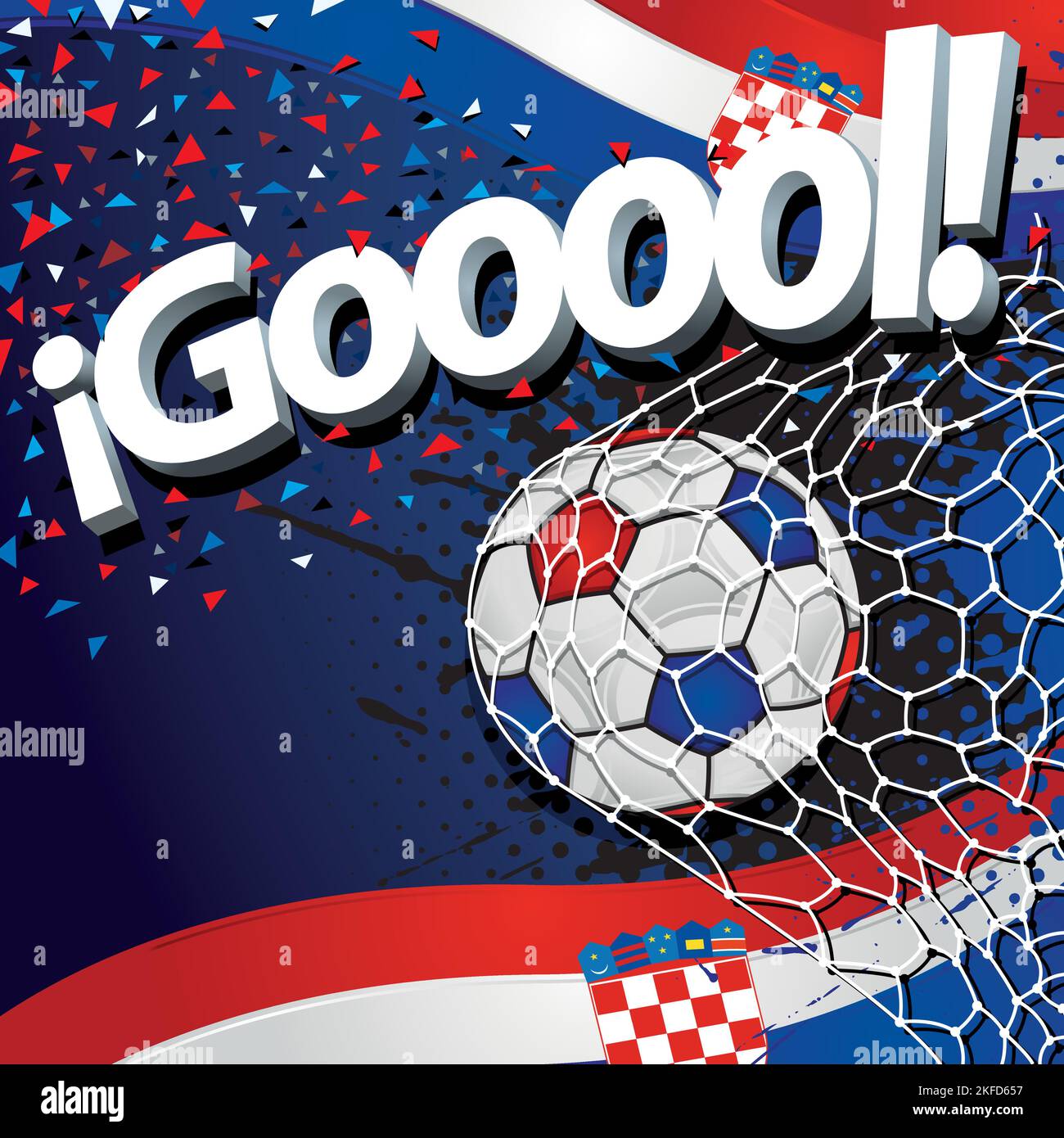 Word GOOOOL in white 3D font next to a soccer ball scoring a goal ...