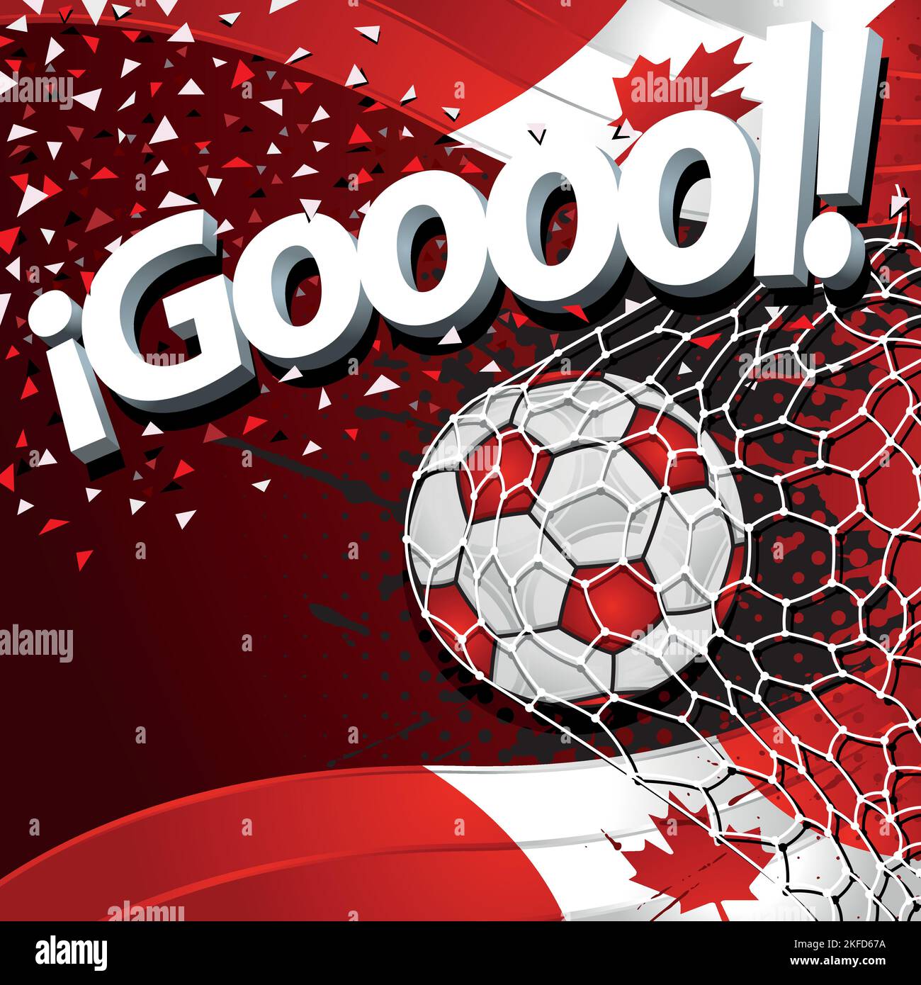 Word GOOOOL in white 3D font next to a soccer ball scoring a goal on a ...