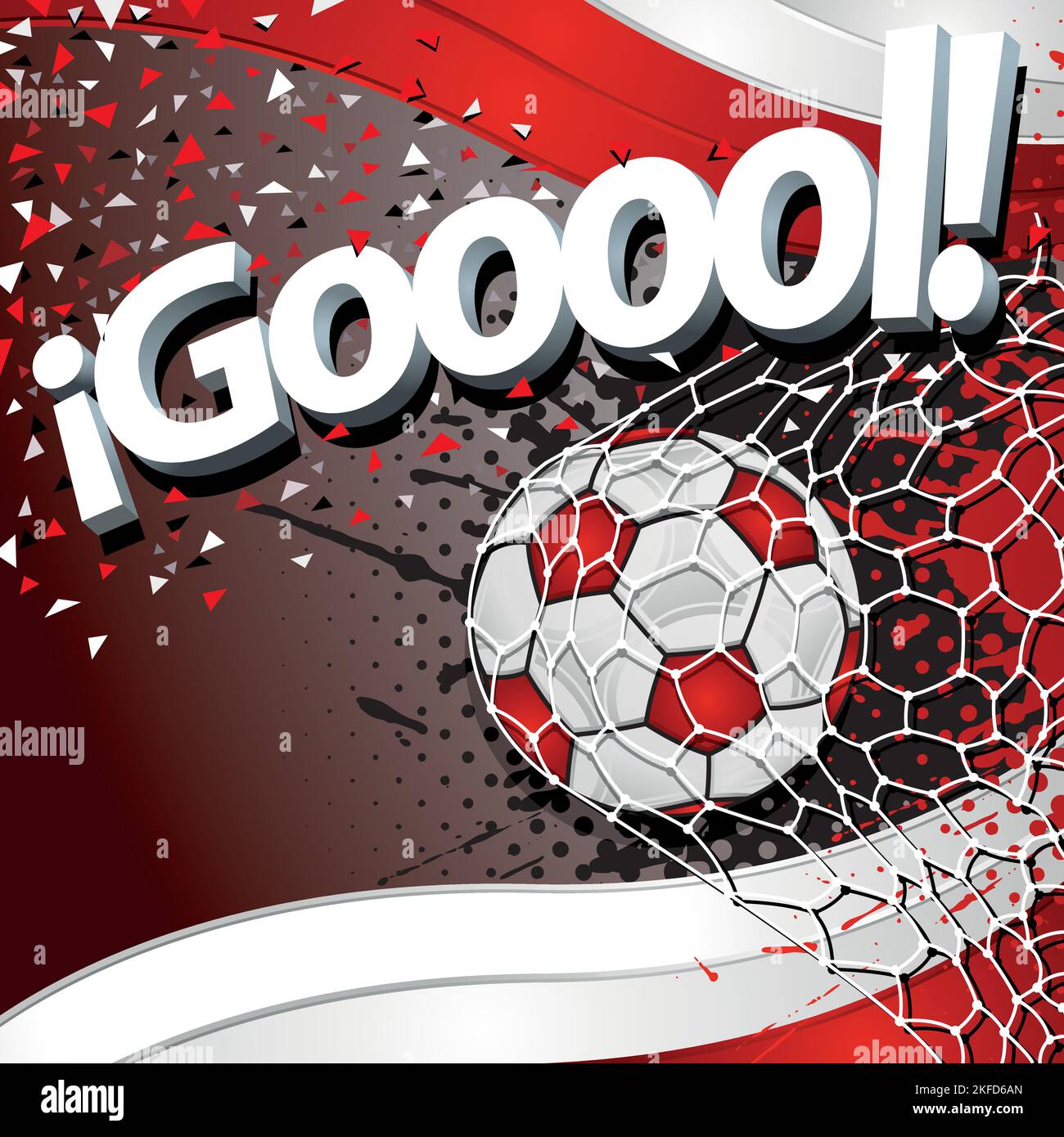 Word GOOOOL in white 3D font next to a soccer ball scoring a goal on a ...