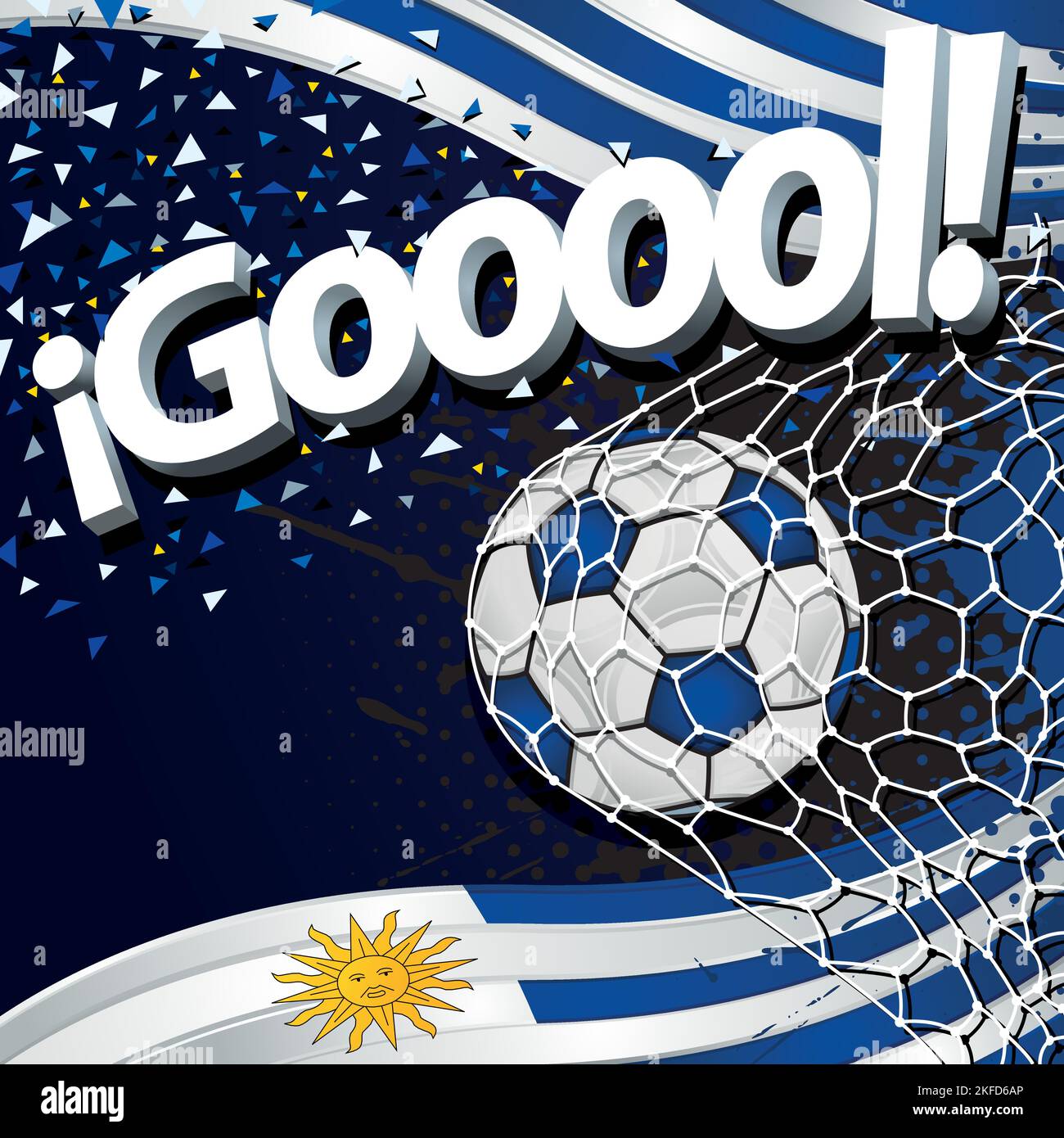 Word GOOOOL in white 3D font next to a soccer ball scoring a goal ...