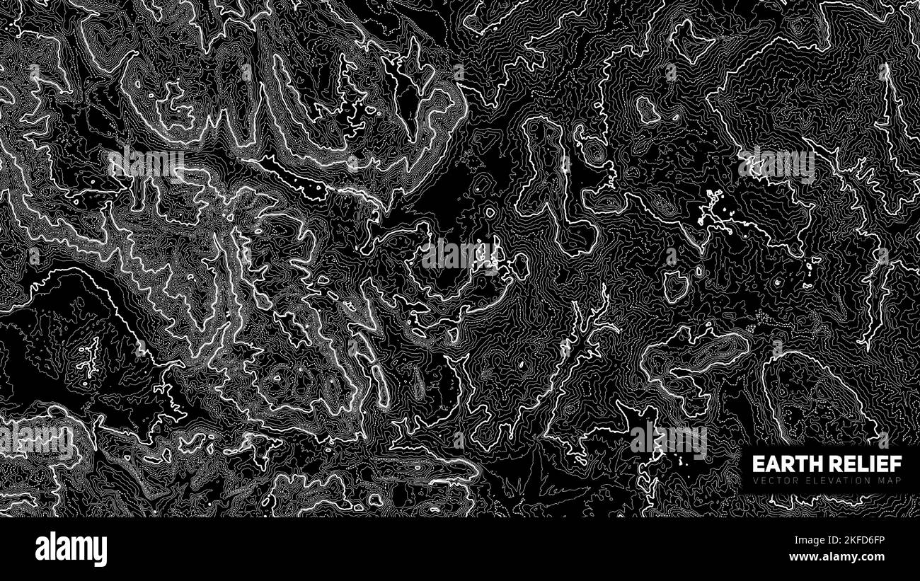 Vector abstract earth relief map. Generated conceptual elevation map ...