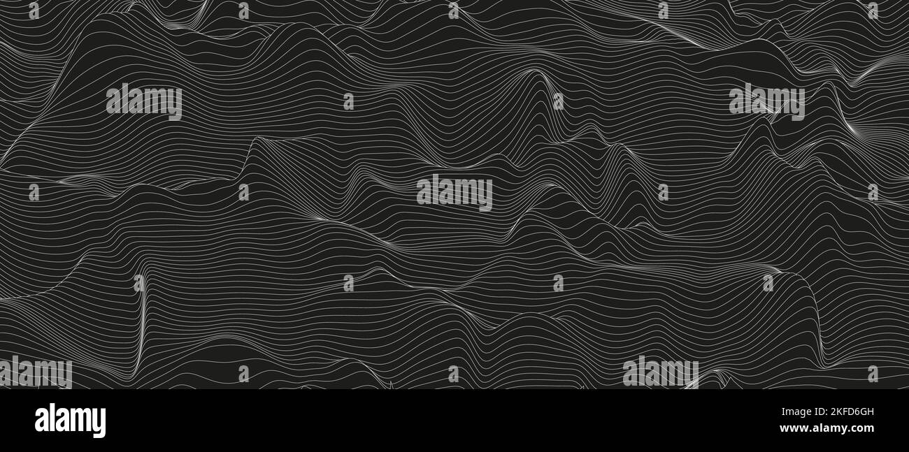 Abstract background with distorted line shapes on a black background ...