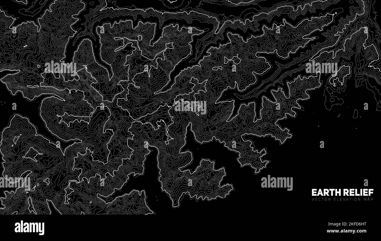 Vector abstract earth relief map. Generated conceptual elevation map ...