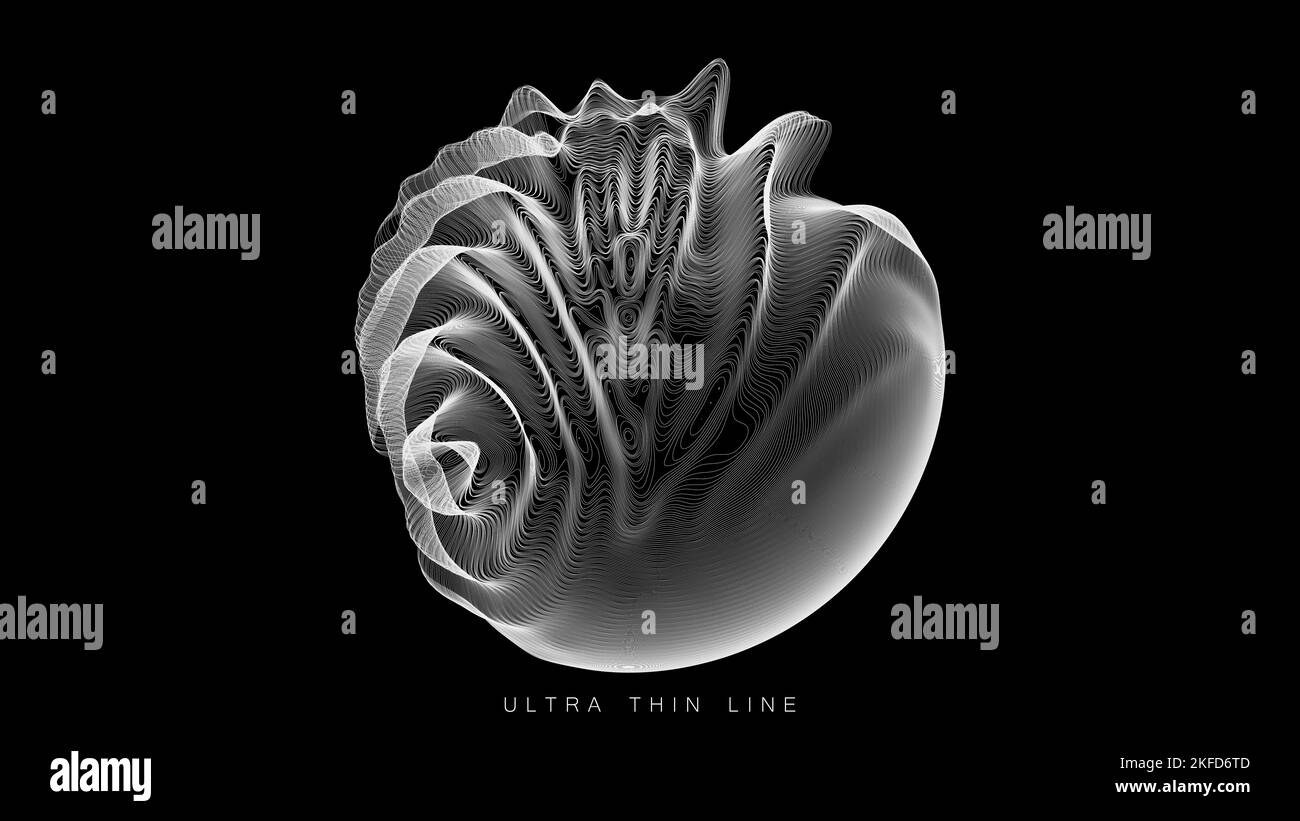 Distorted line spheres. Vector thin line glitch geometry Stock Vector ...