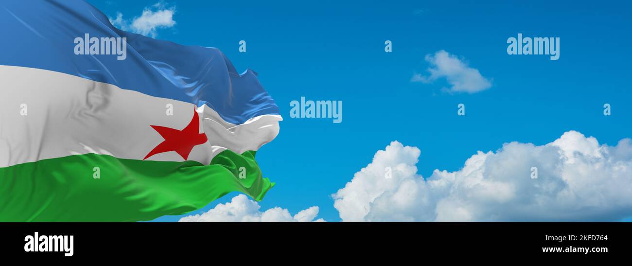 flag of Cushitic peoples Afar people at cloudy sky background ...