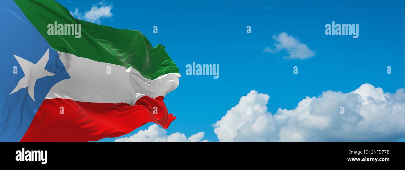 flag of Cushitic peoples Ethiopia Somalis at cloudy sky background ...