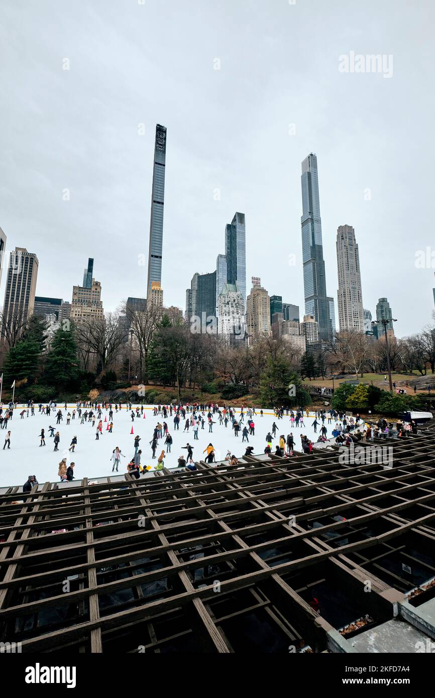 The crowd at the Wollman Rink ice skating in the Central Park of ...