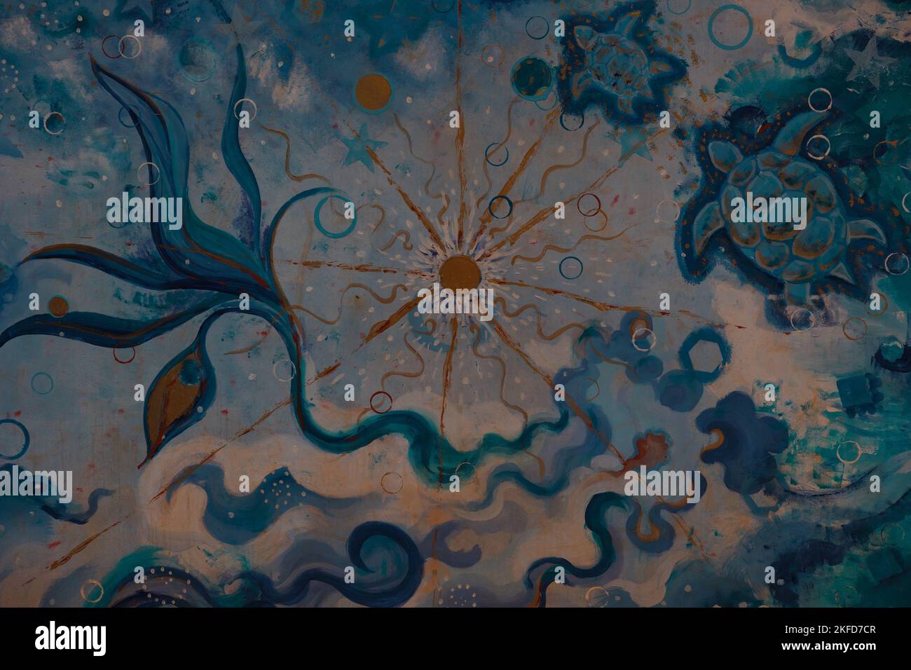 A wall painting at the Auroville on the way to Mathrimandir Stock Photo ...