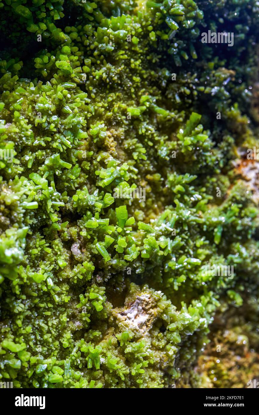 Close-up of naturally occurring rare green crystalline ore Stock Photo ...