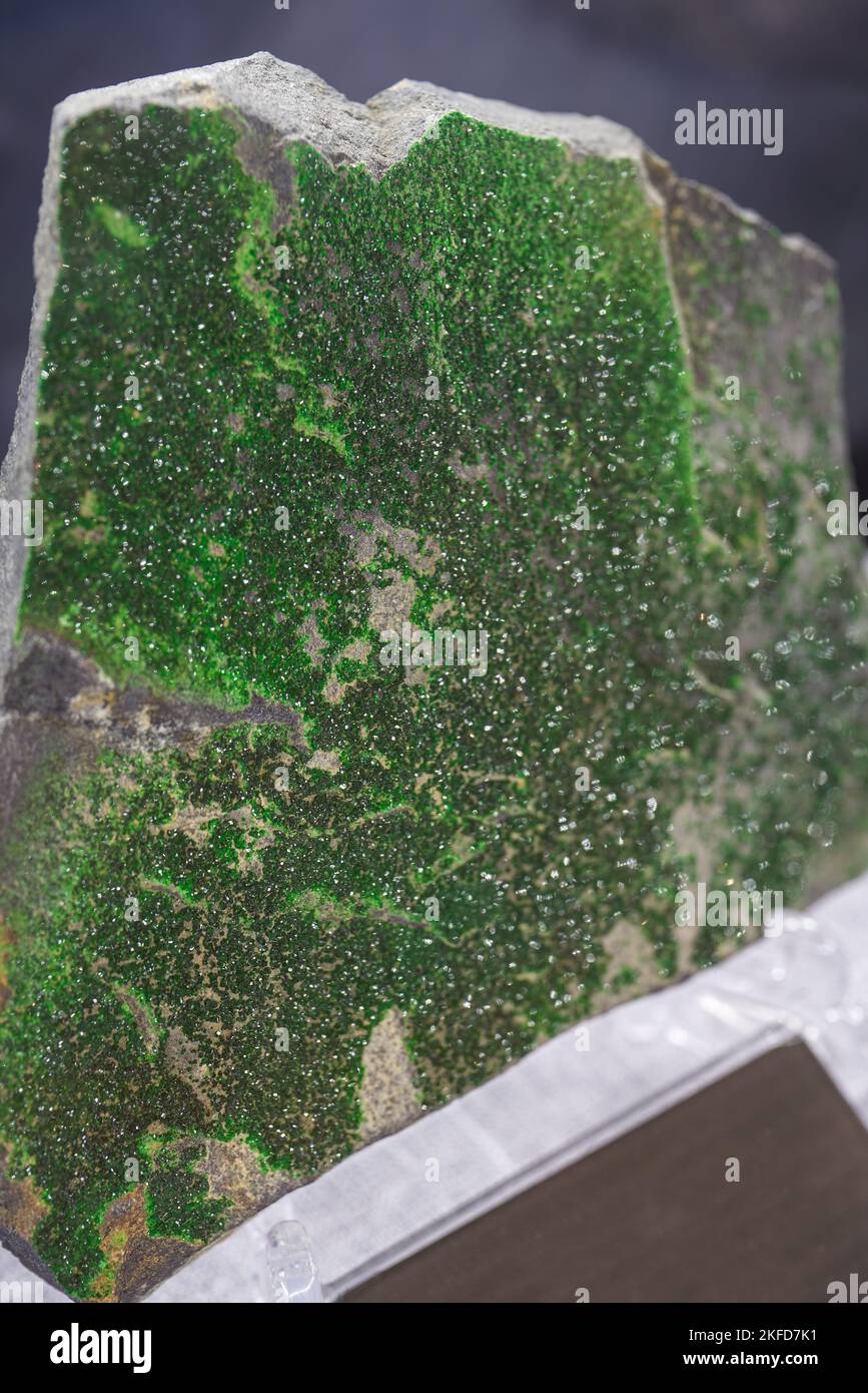 Close-up of naturally occurring rare green crystalline ore Stock Photo ...