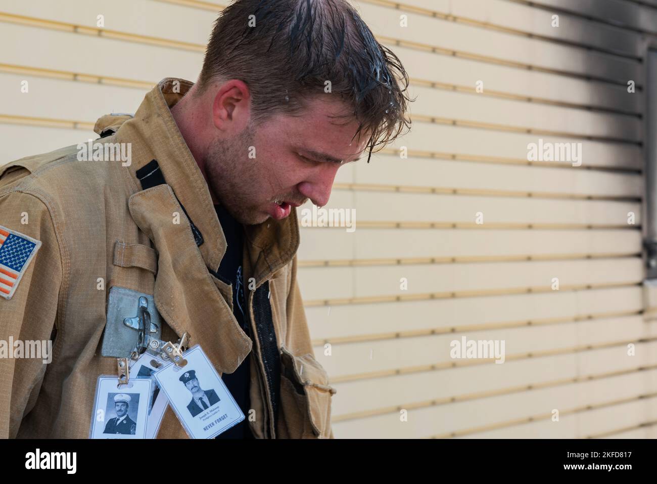 Staff Sgt. Tyler Rapp, a Fire and Emergency Services crew chief ...