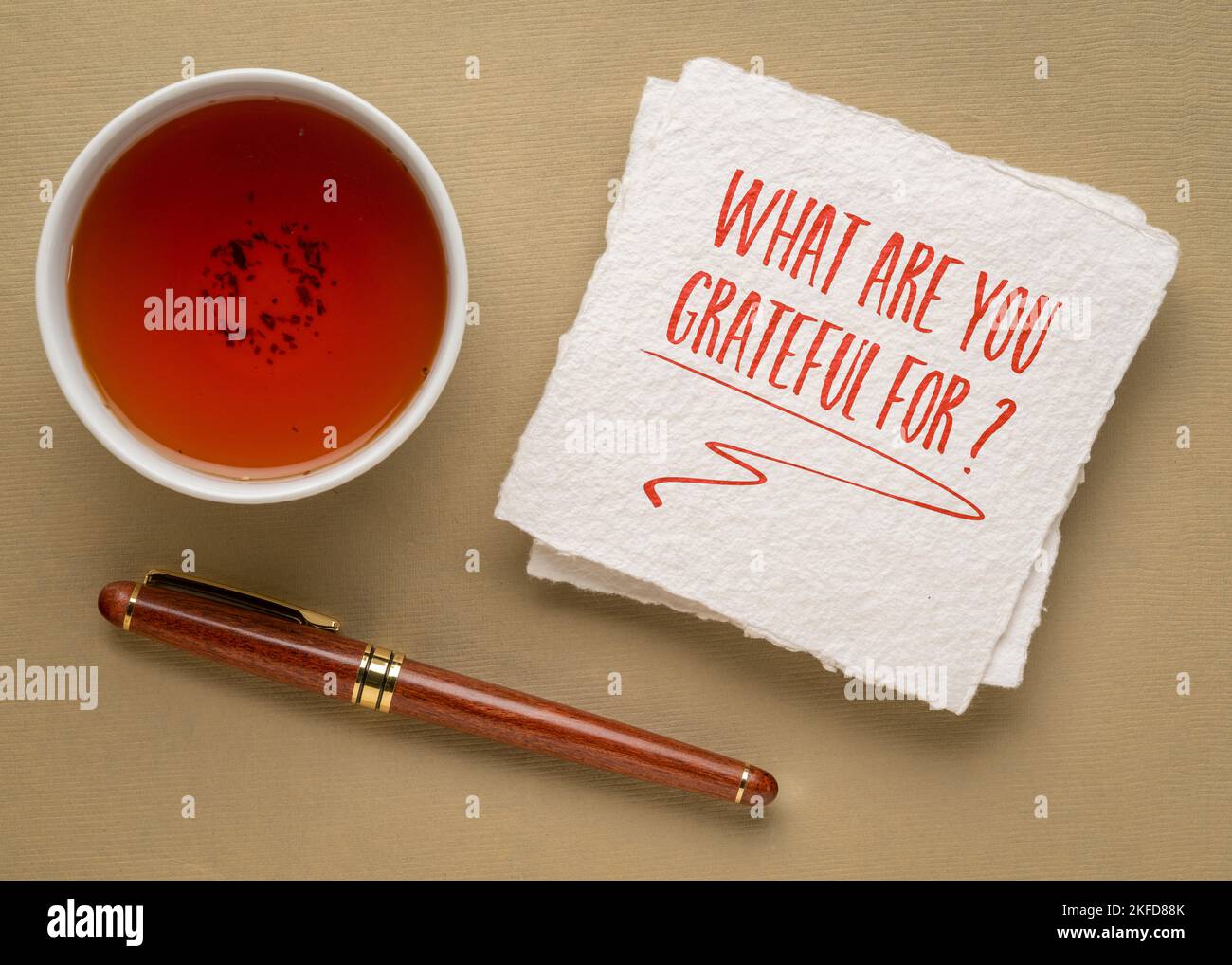 What are you grateful for? Handwritten question on a handmade ...