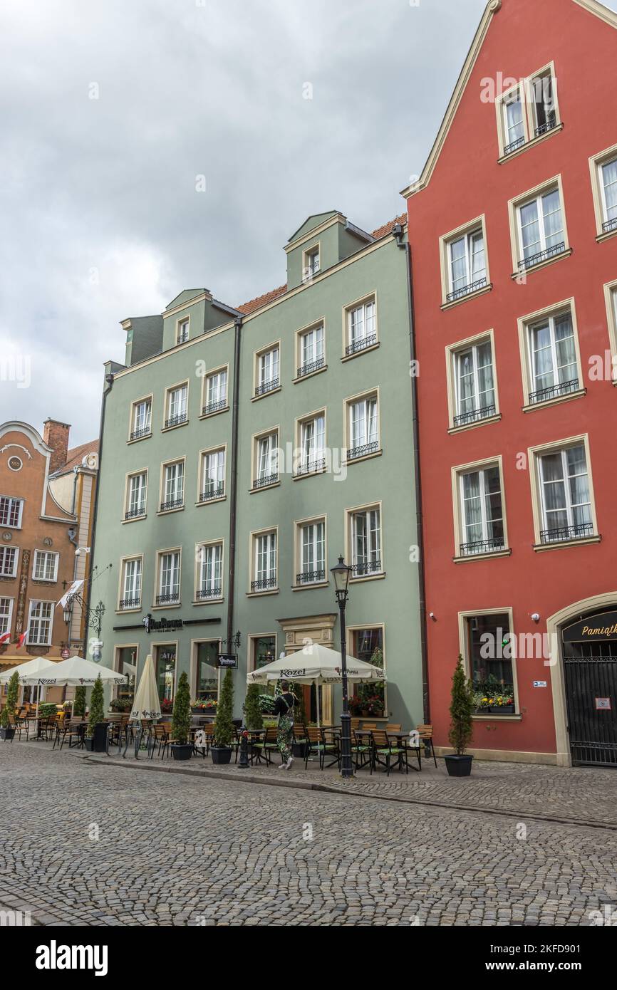 A vertical shot of the beautiful old town buildings in Gdansk, Poland ...