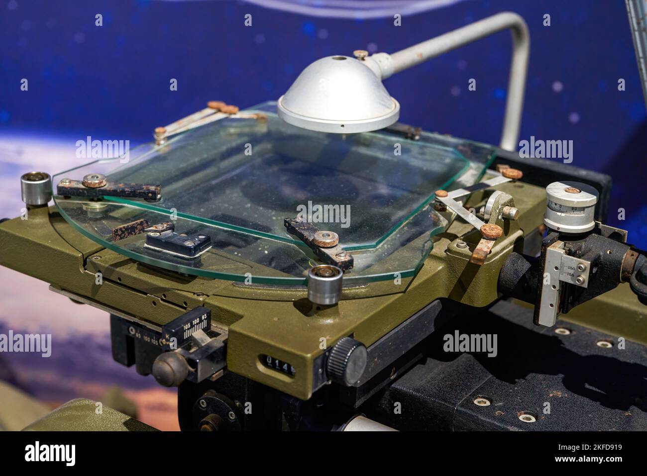 Close-up of professional instruments used in geological mining science ...