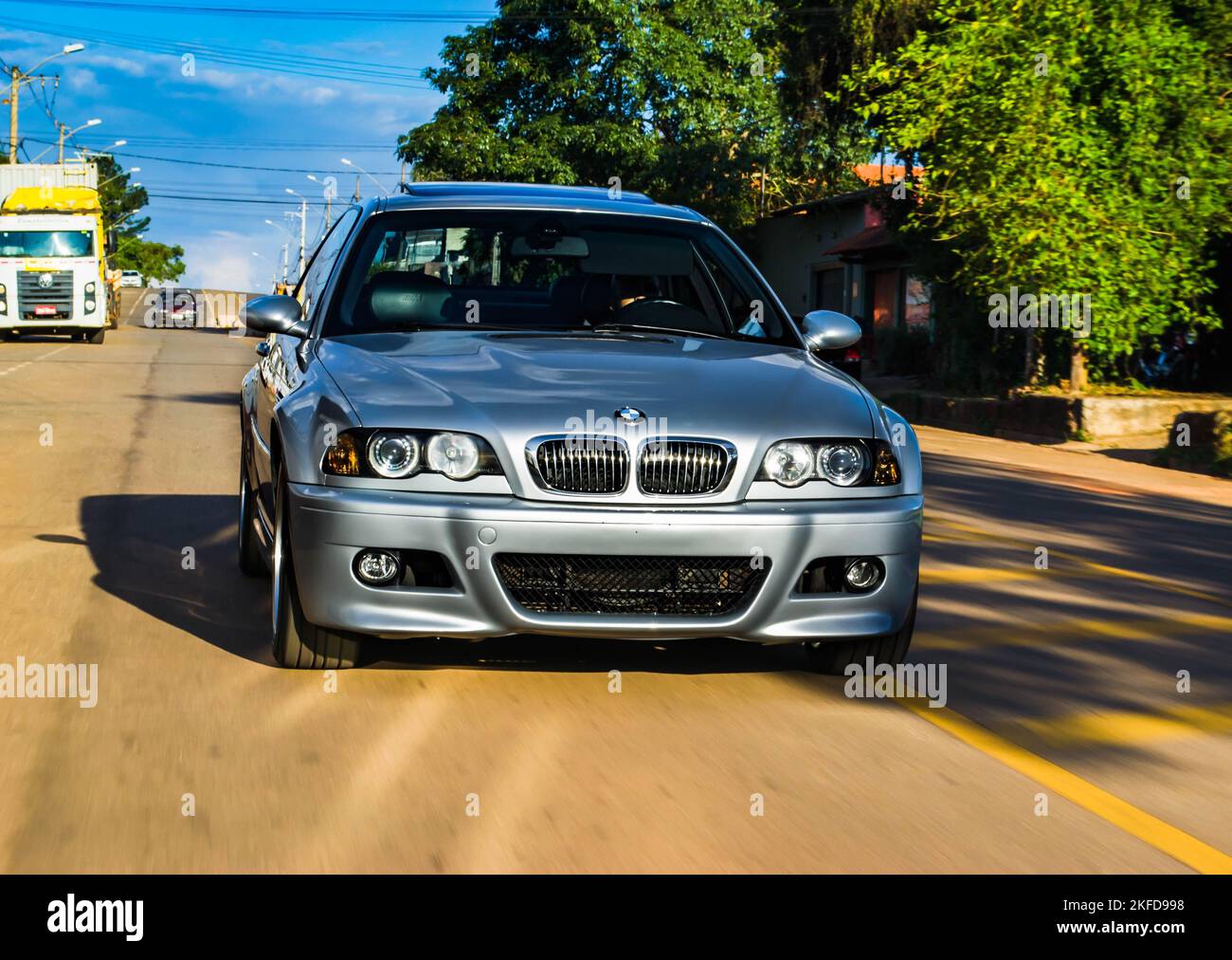 A silver BMW M3 E46 driving on the road in Brazil Stock Photo - Alamy