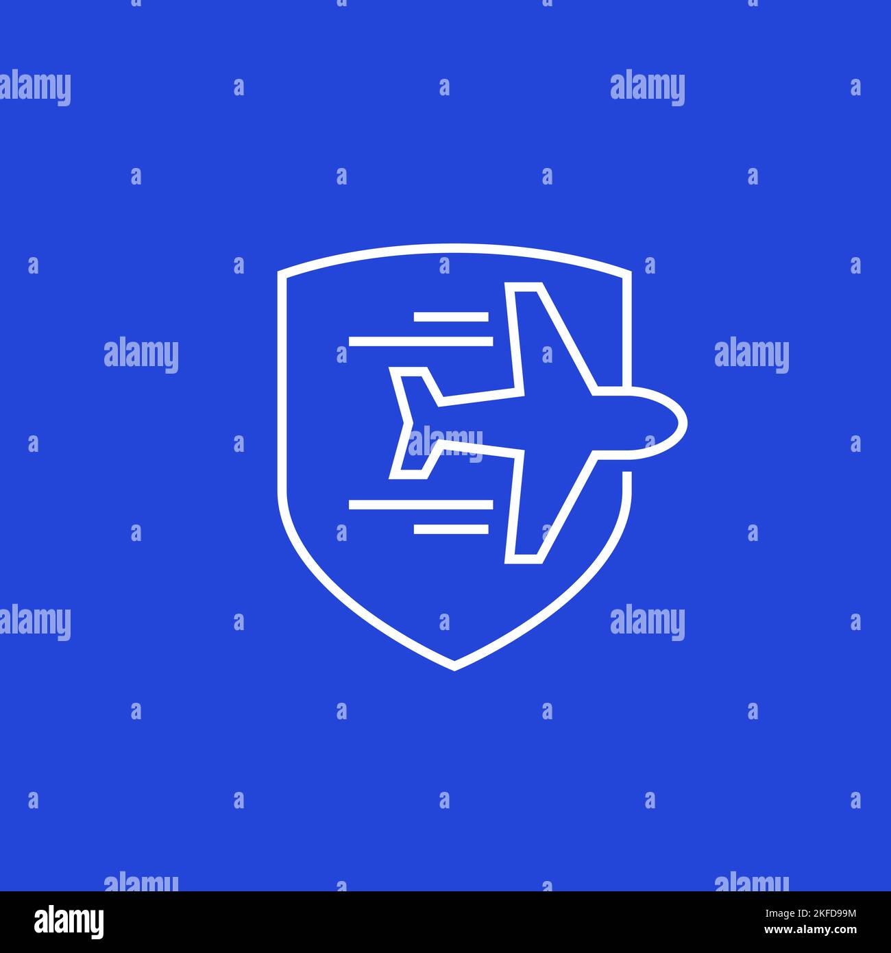 Travel insurance line icon with shield and plane Stock Vector Image ...