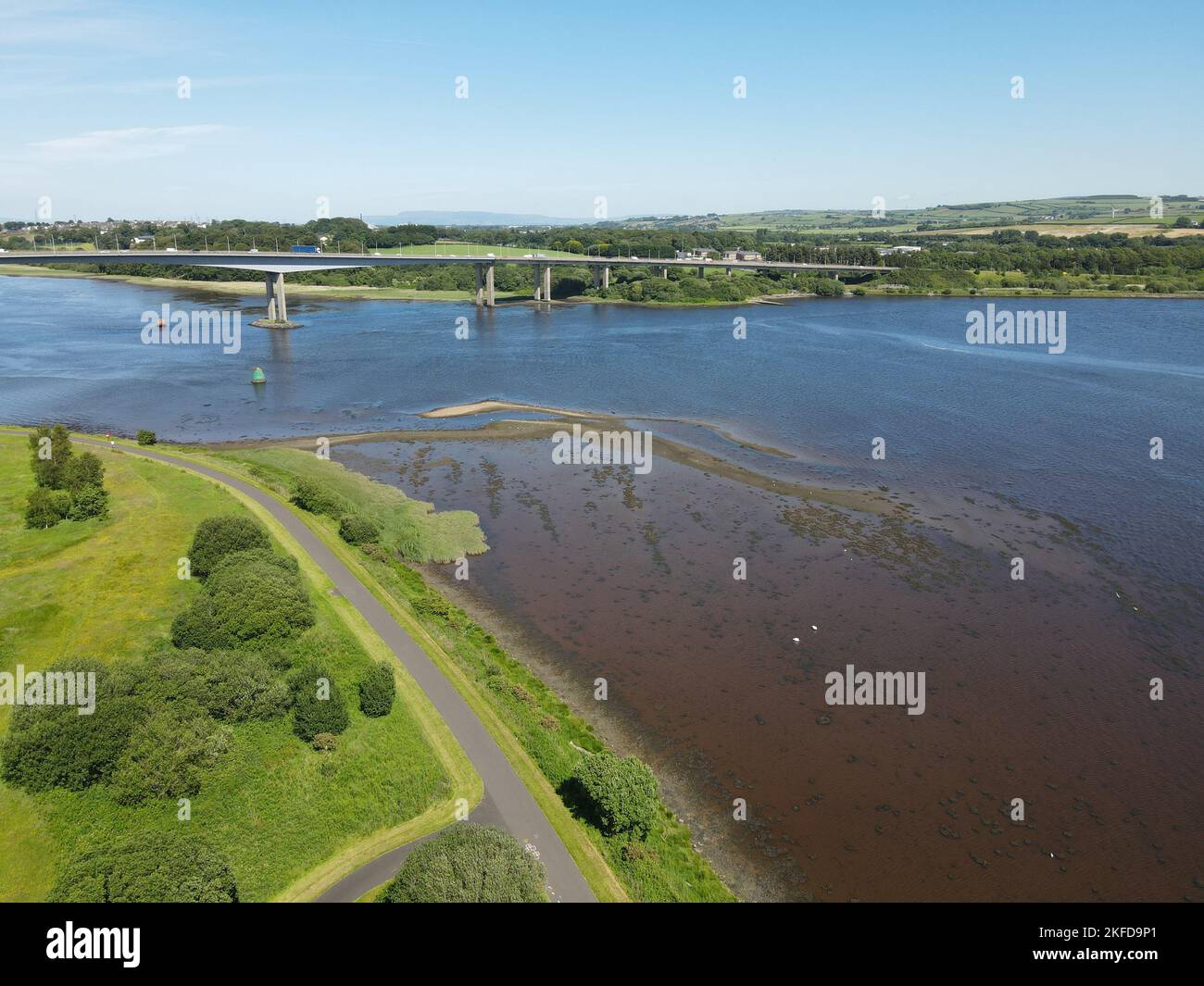 A view of the Foyle bridge and the surroundings in Northern Ireland ...
