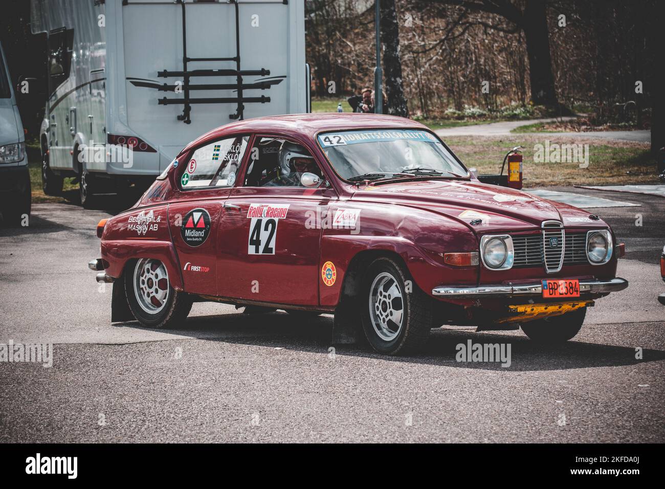 An old Saab 96 during a rally Stock Photo - Alamy