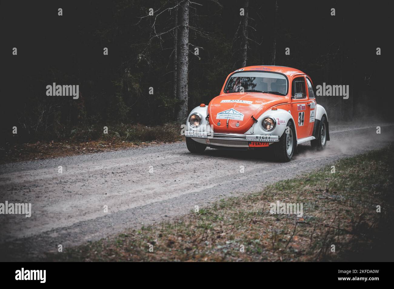 A red racecar at Zabra Rally motorsport event in sweden Nybro Stock ...