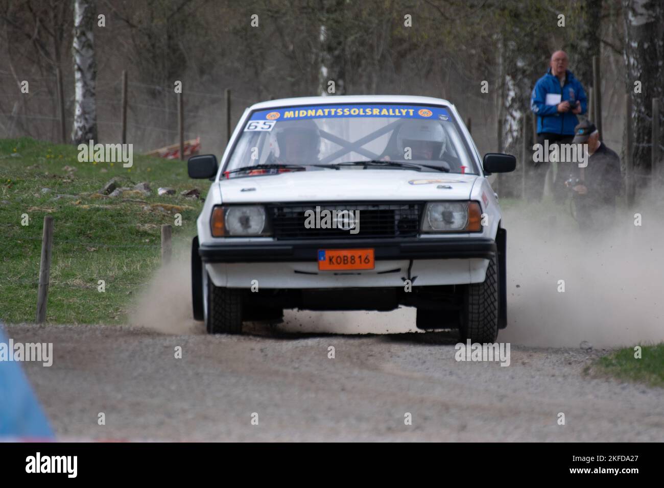 A view of a car on the road during Rally Zabra motorsport in Nybro ...