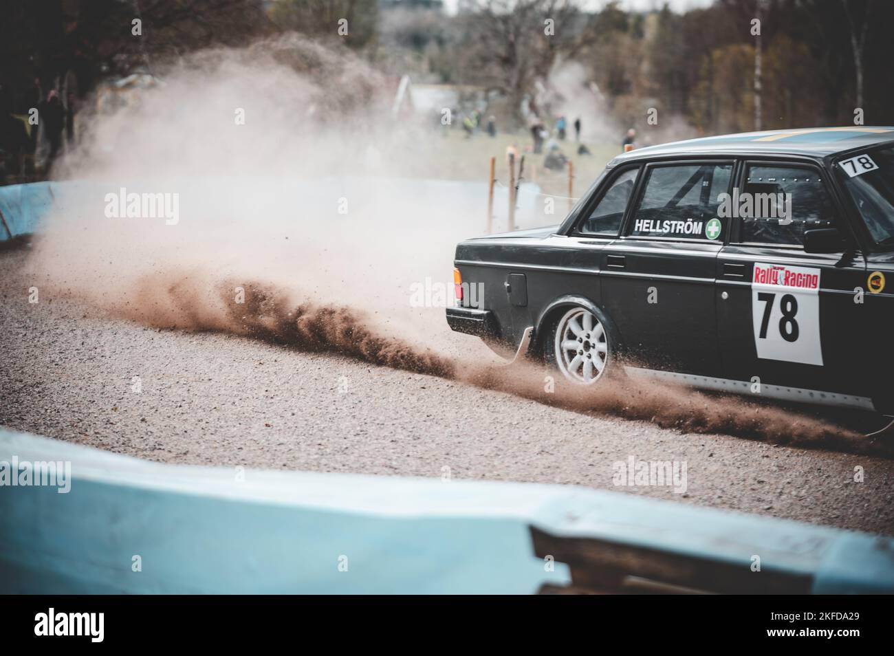 A view of a car on the road during Rally Zabra motorsport in Nybro ...
