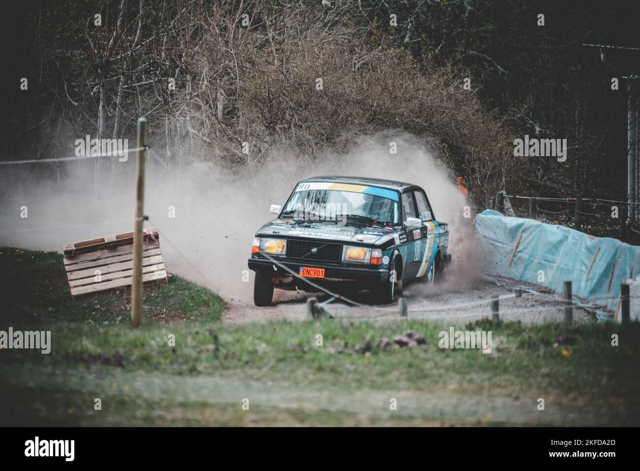 A view of a car on the road during Rally Zabra motorsport in Nybro ...