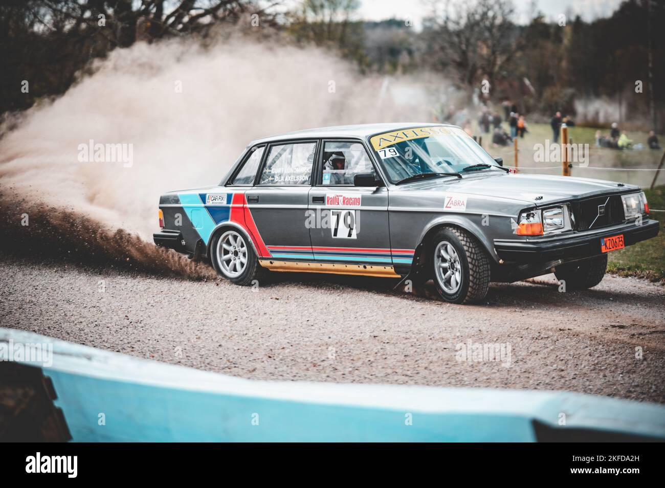 A view of a car on the road during Rally Zabra motorsport in Nybro ...