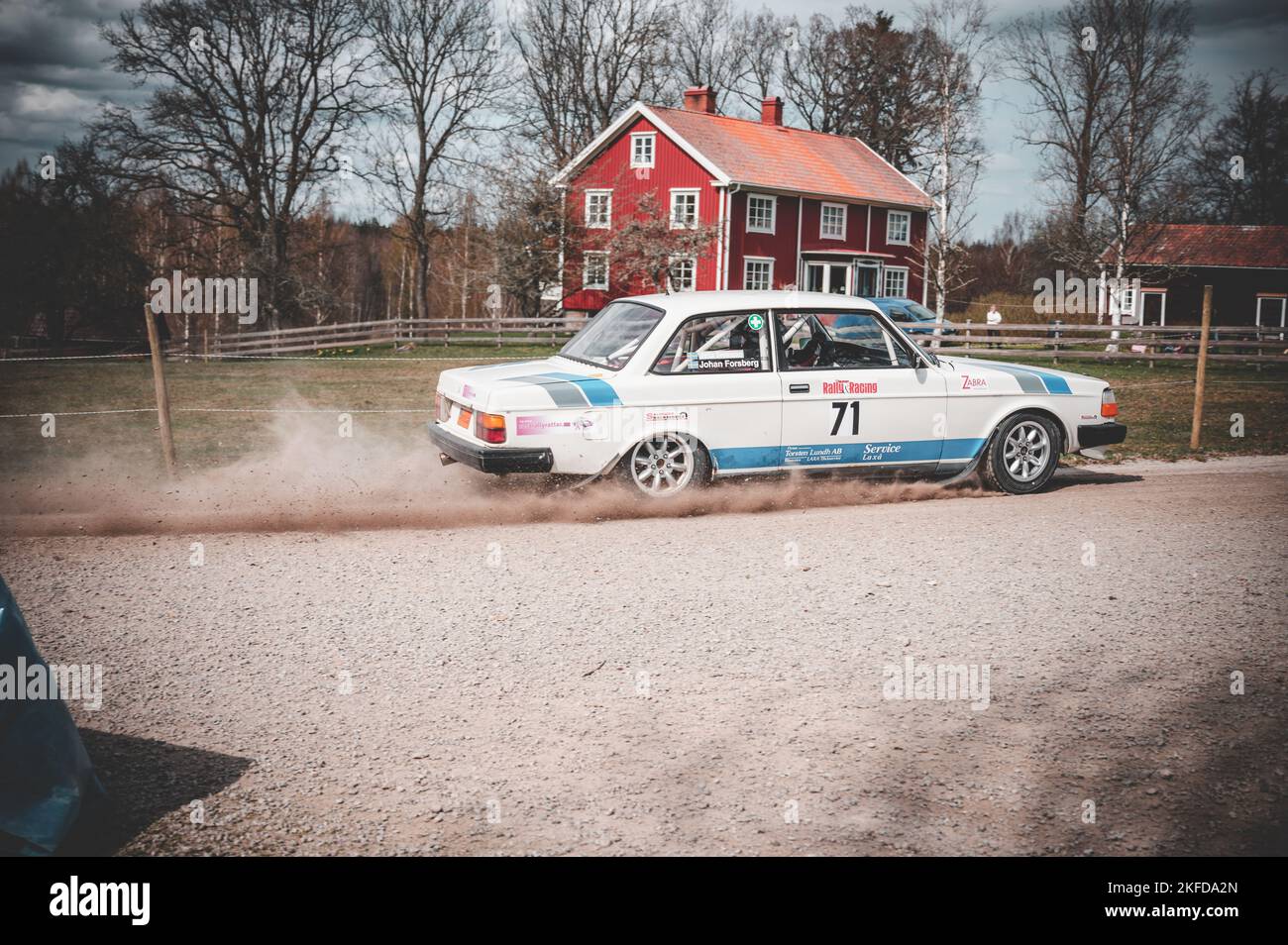 A view of a car on the road during Rally Zabra motorsport in Nybro ...
