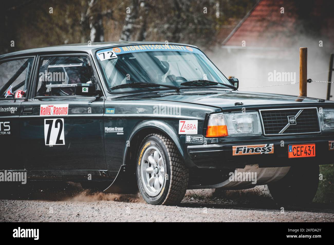 A view of a car on the road during Rally Zabra motorsport in Nybro ...