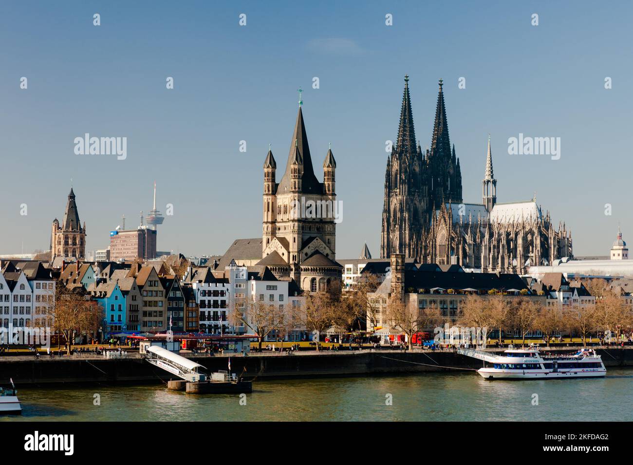 Cologne with Dome cathedral and river Rhine, Germany Stock Photo - Alamy