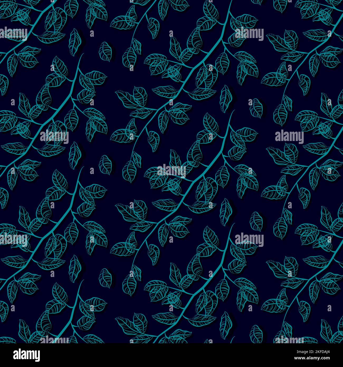 Modern foliage seamless pattern on dark backdrop Stock Vector Image ...