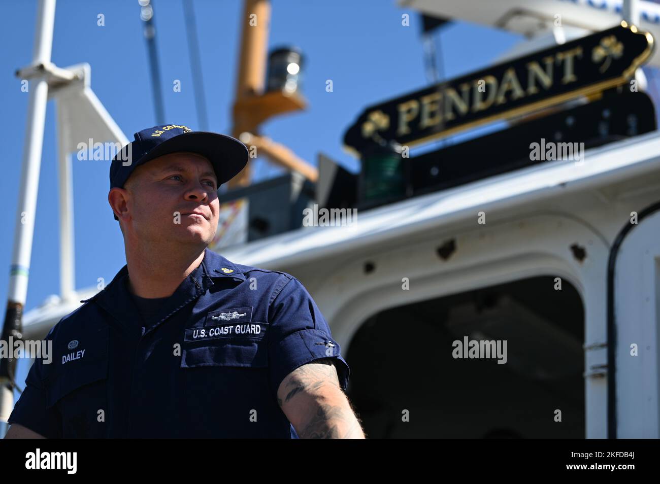 Chief Petty Officer Garrett Dailey, commanding officer of Coast Guard ...