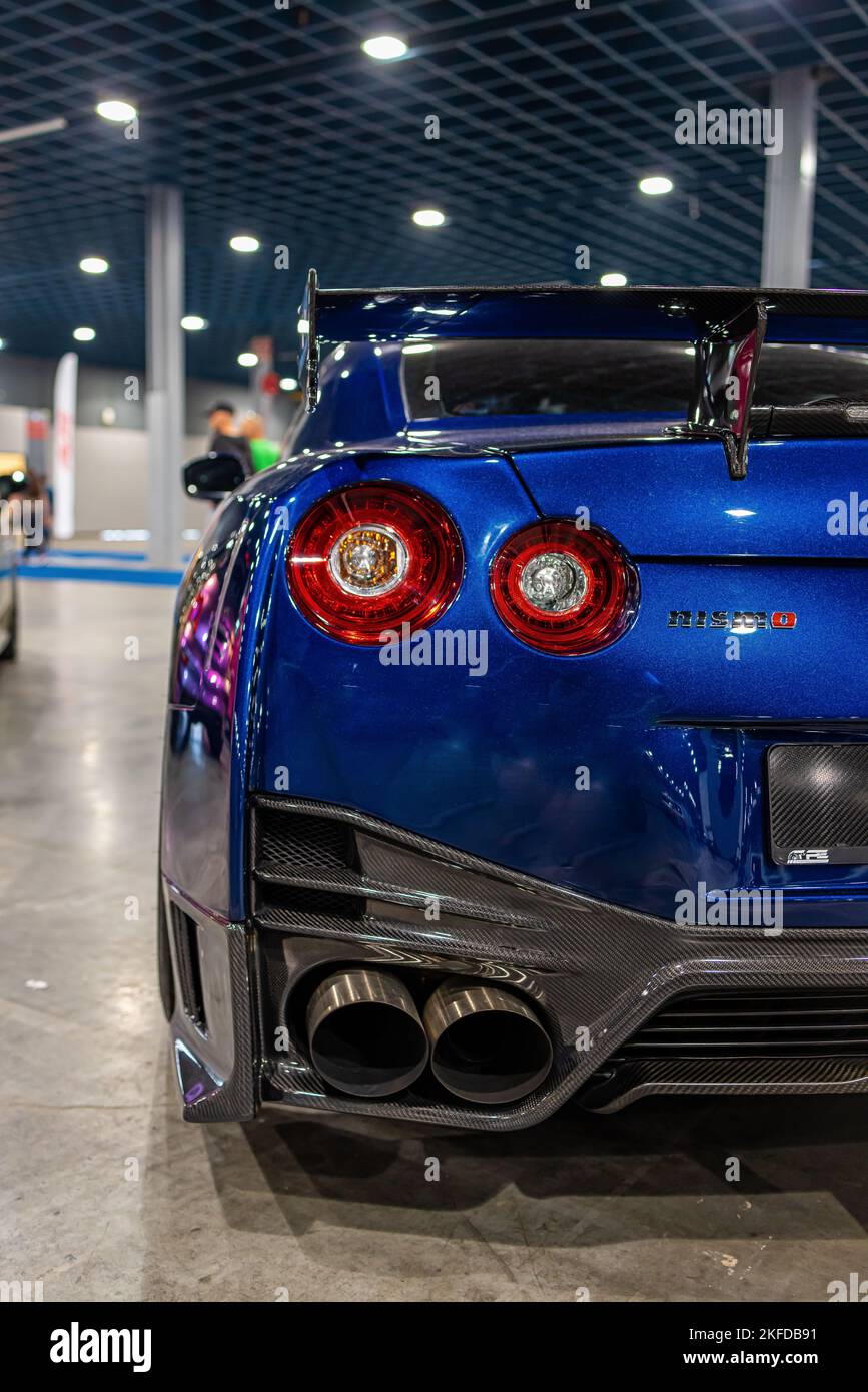 A blue Nissan GTR R35 during DAY1 World of Cars Stock Photo - Alamy