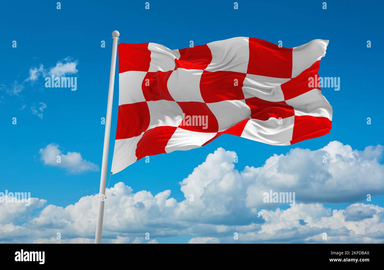 flag of Bantu peoples Bemba people at cloudy sky background, panoramic ...