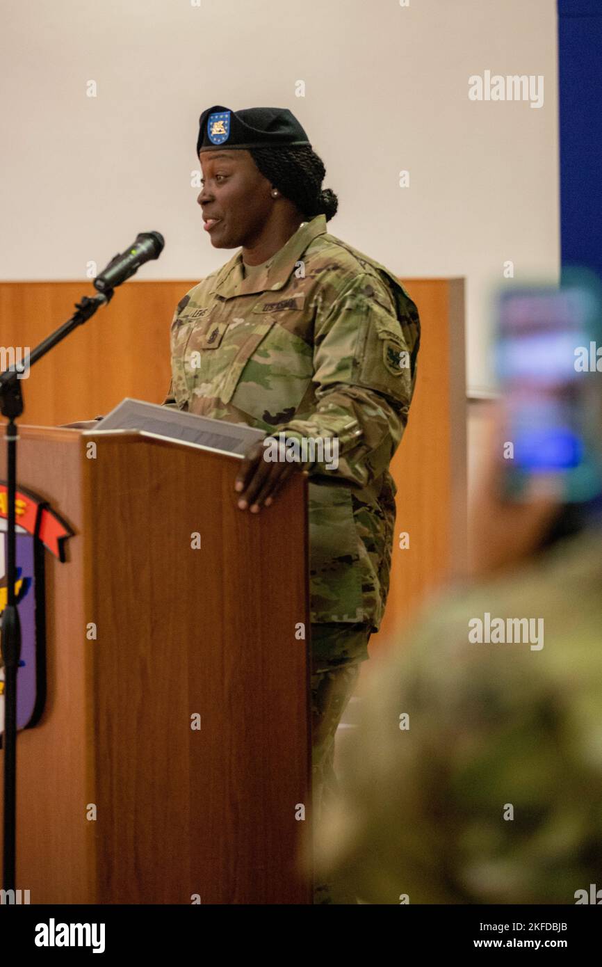 1st Sgt. Denise J. Lewis, the outgoing Intelligence & Sustainment ...
