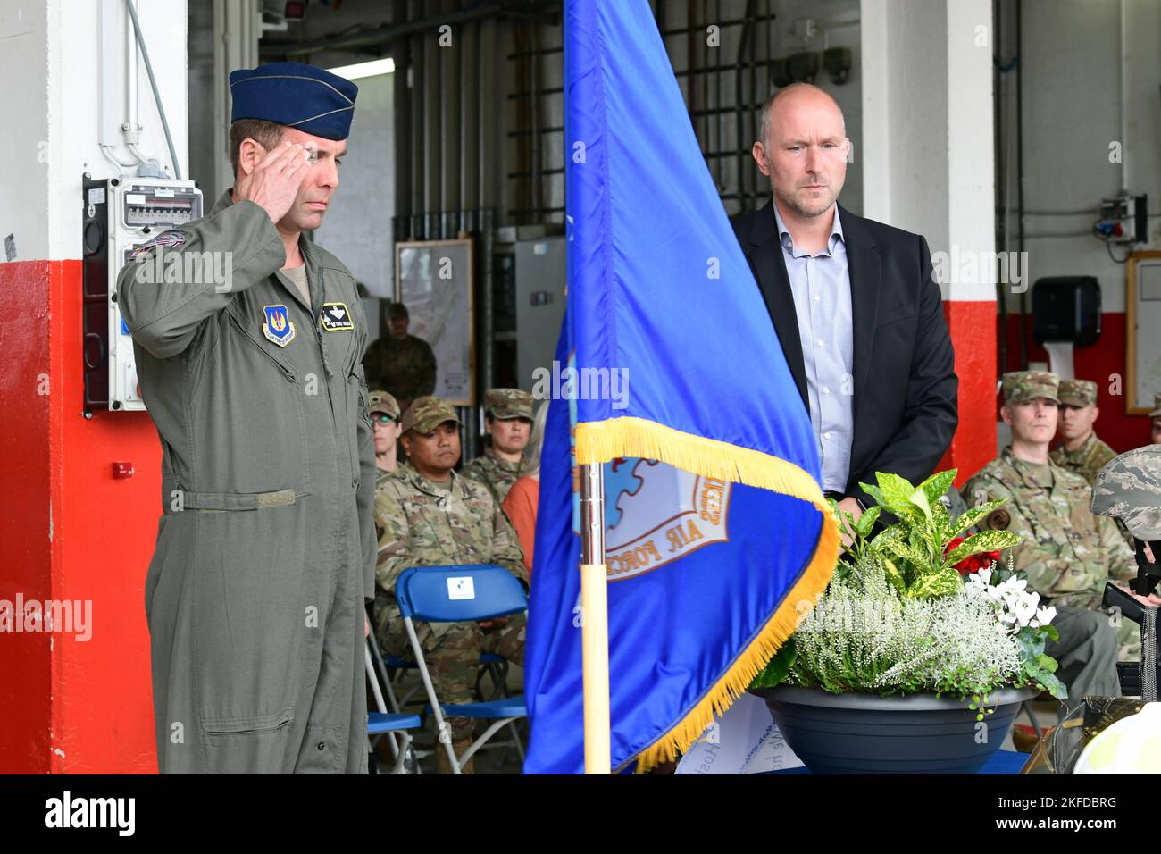 U.S. Air Force Col. Leslie Hauck, 52nd Fighter Wing commander, and ...