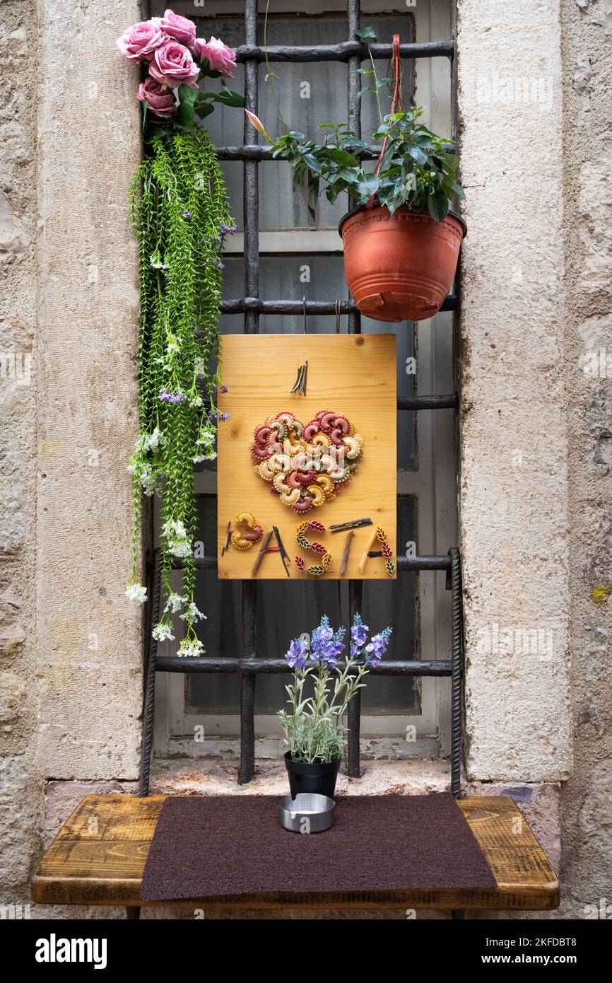 I Love Pasta sign on a gated window Stock Photo - Alamy