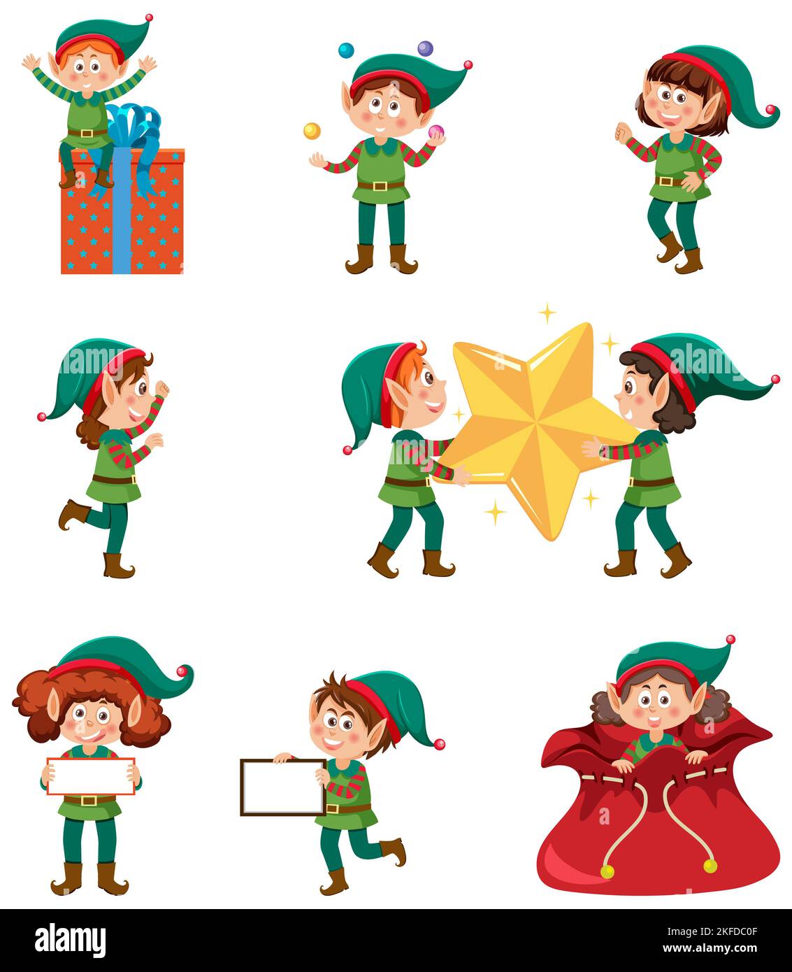Christmas elf kids collection illustration Stock Photo - Alamy