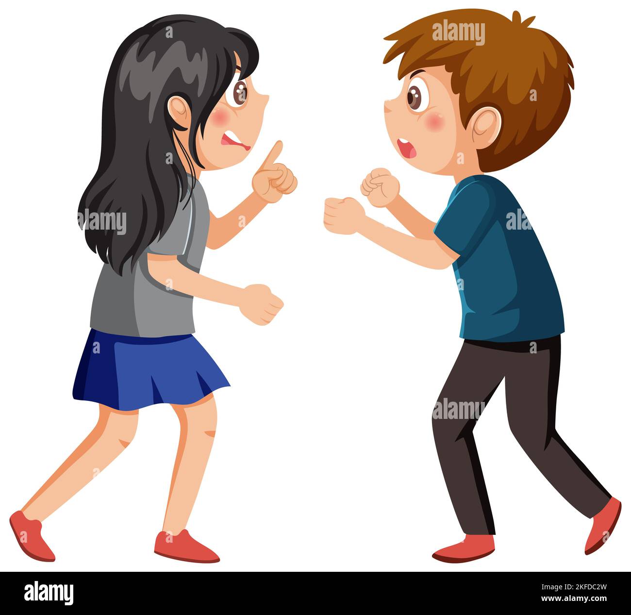 Two kids arguing on white background illustration Stock Photo - Alamy