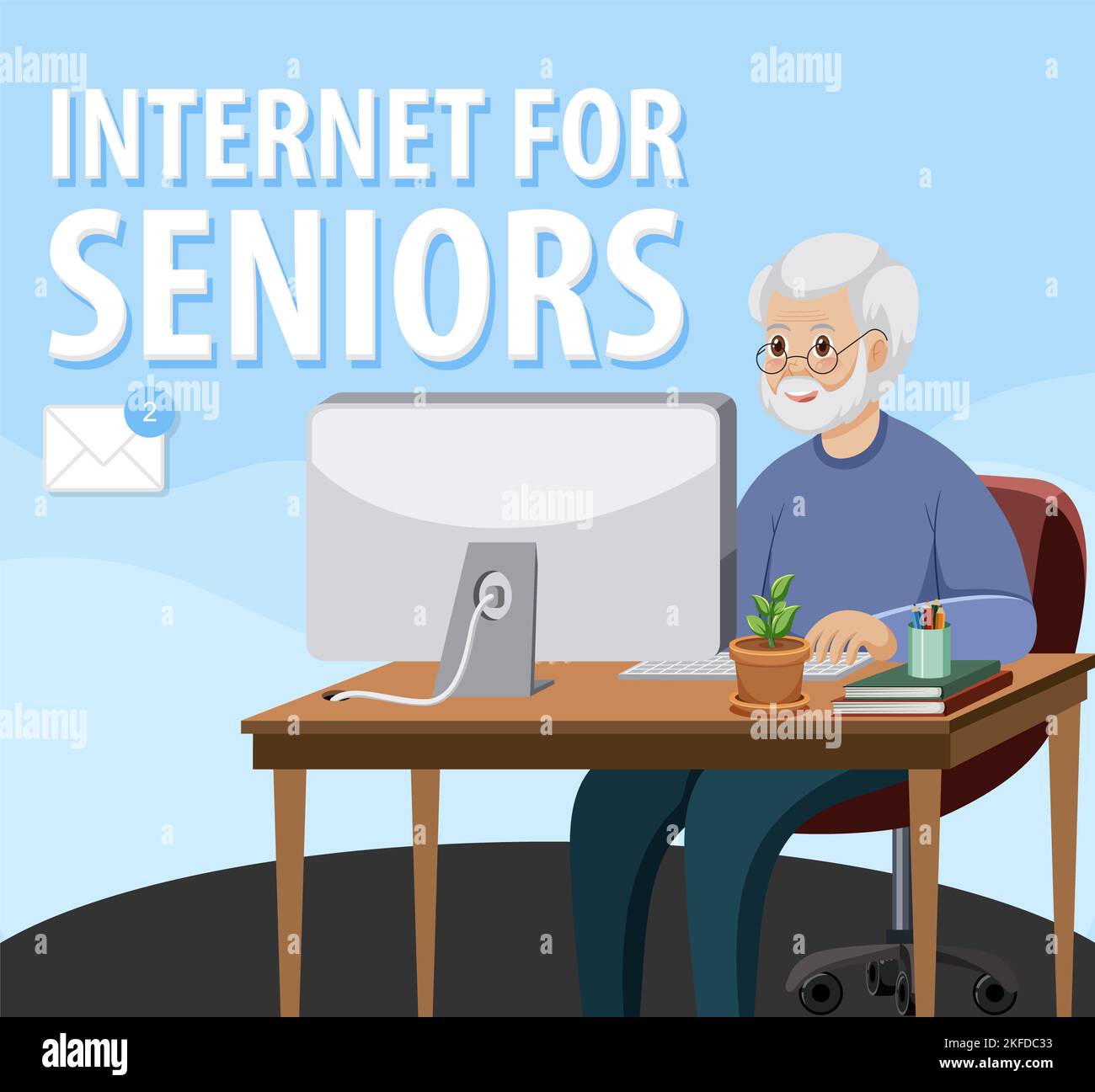 Internet for seniors concept illustration Stock Photo - Alamy