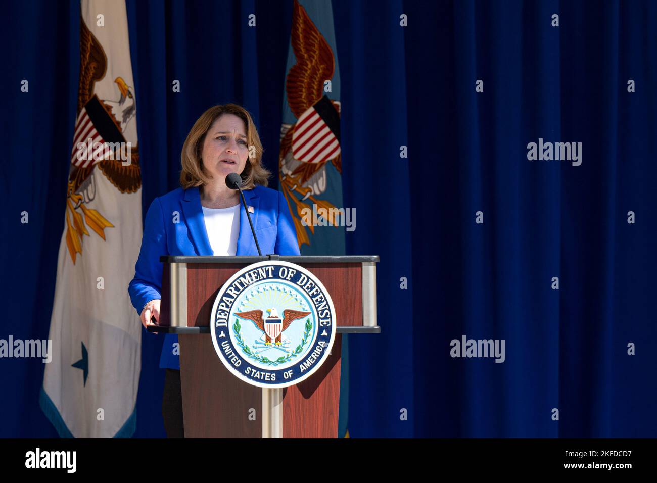 Deputy Secretary of Defense Kathleen H. Hicks provides remarks during a ...