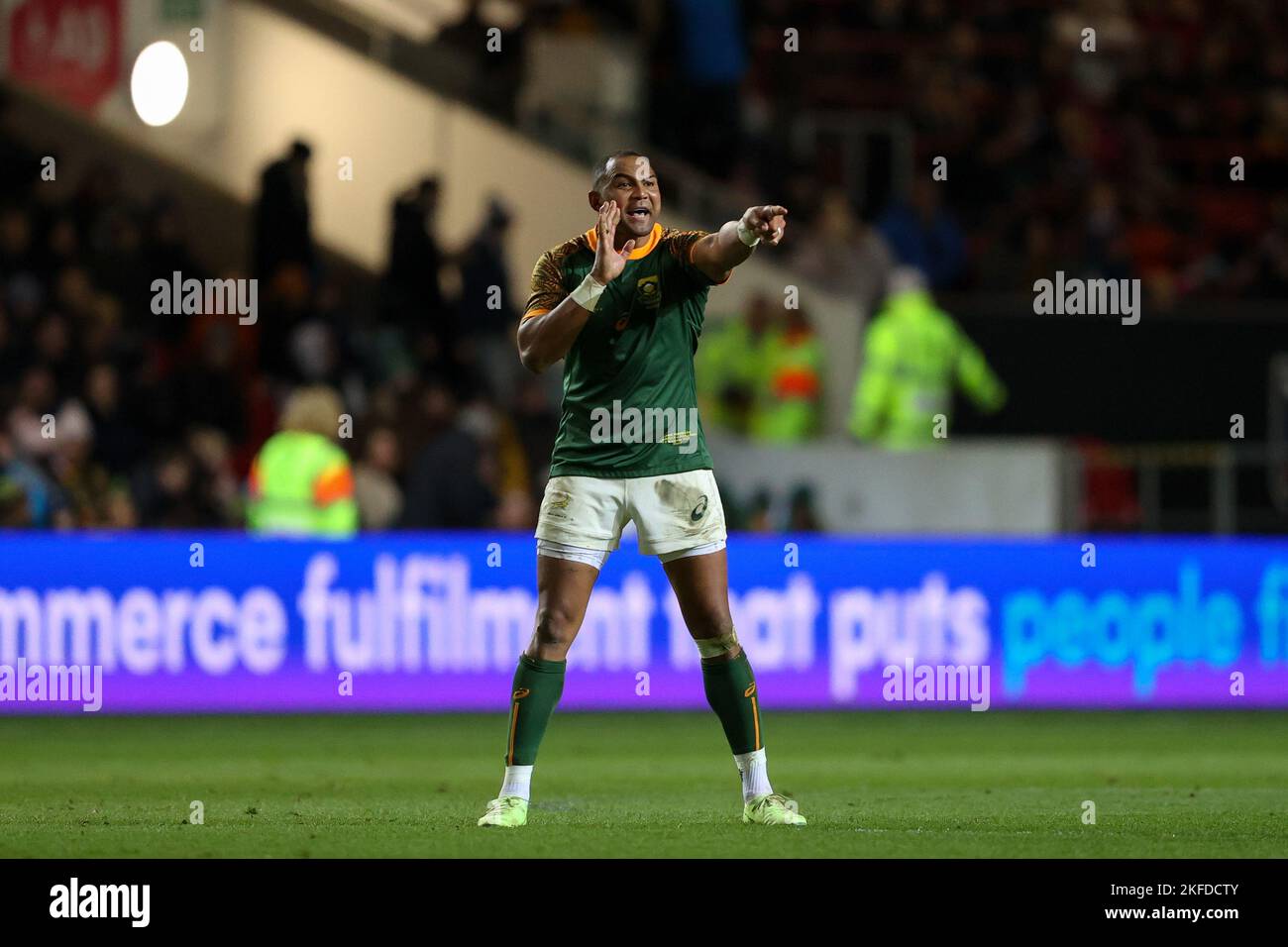 Cornal Hendricks of South Africa A gives instructions during the ...