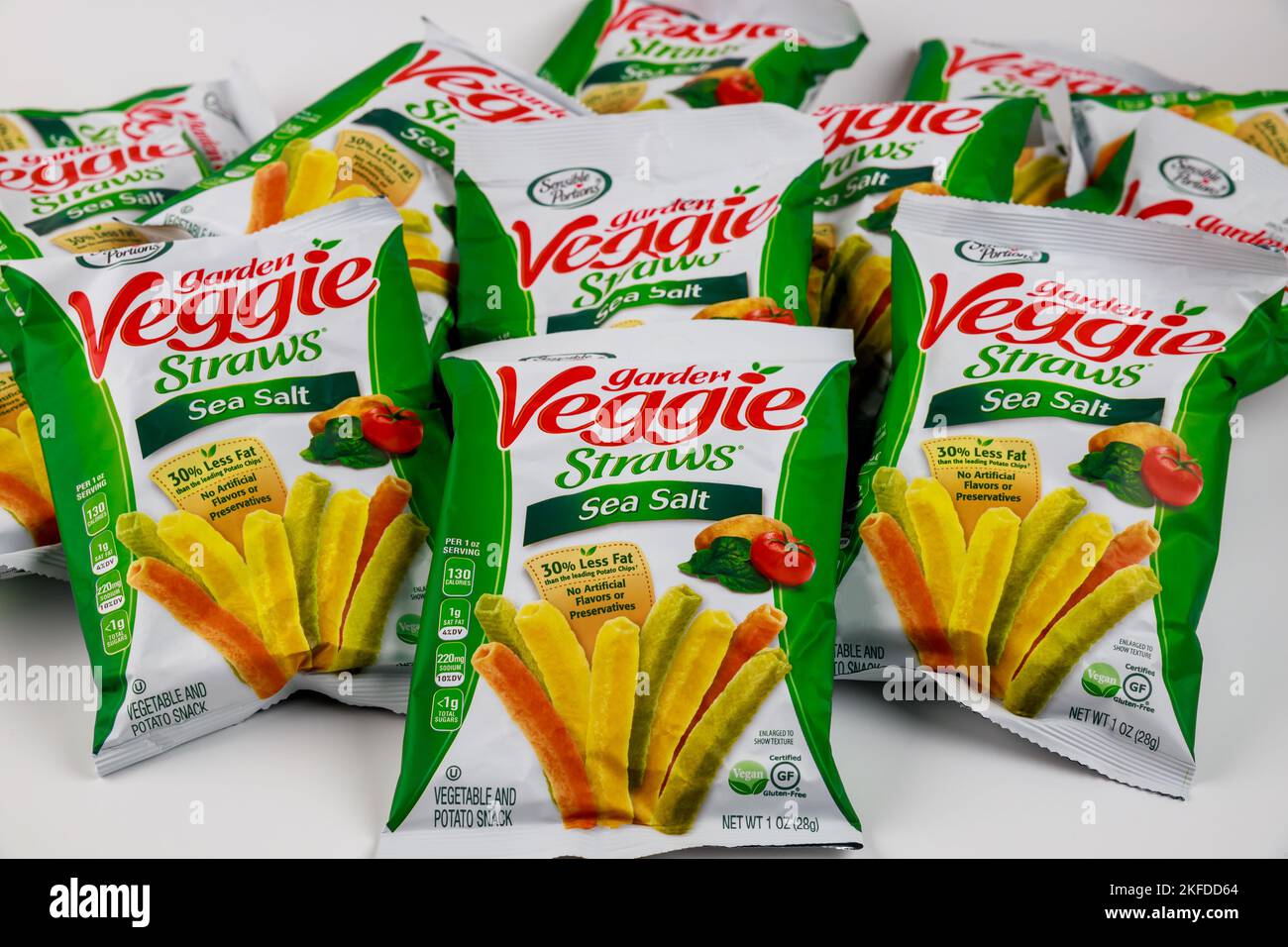 Potato snack Garden veggie straws with sea salt Stock Photo - Alamy