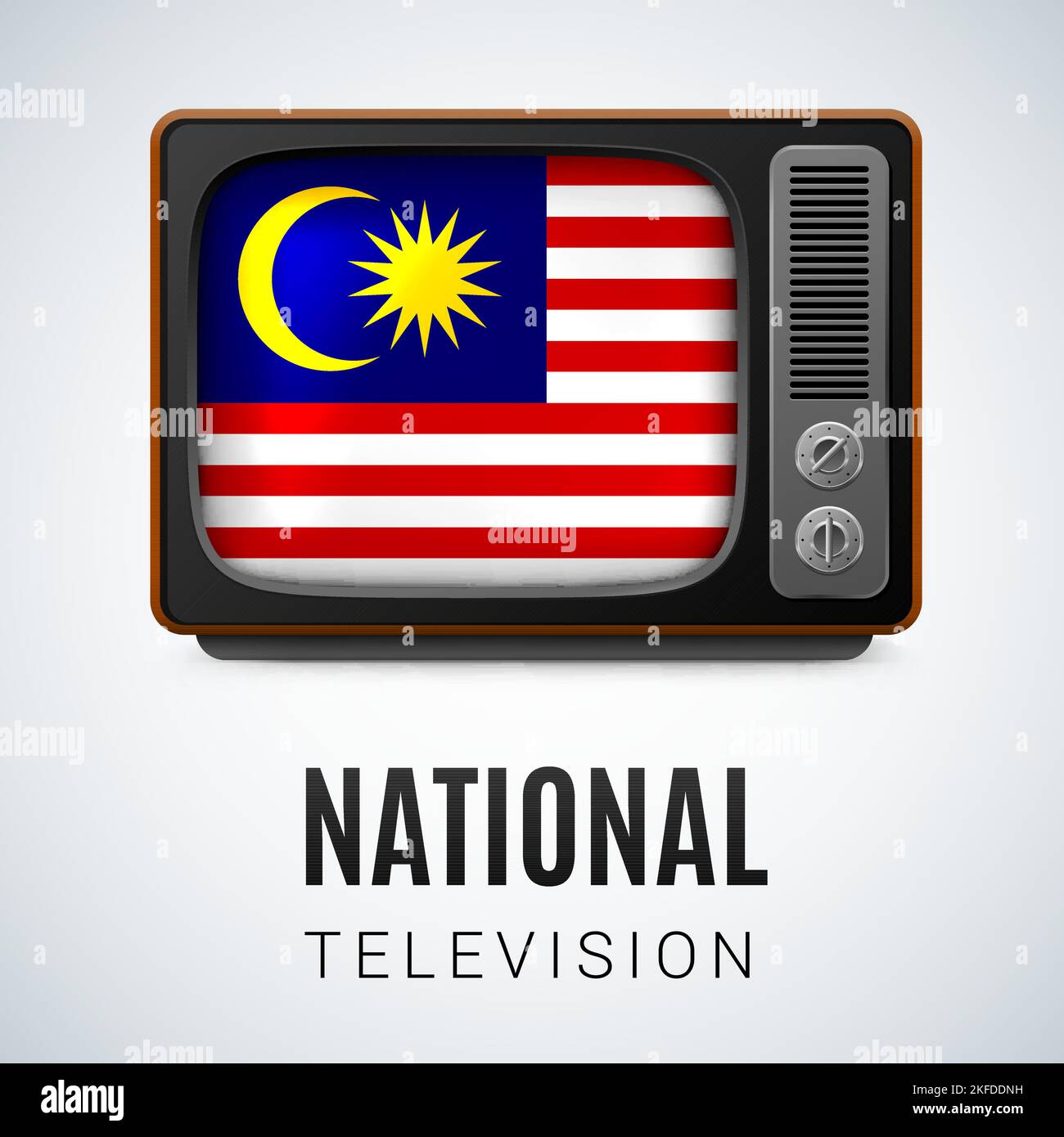 Vintage TV and Flag of Malaysia as Symbol National Television. Tele ...