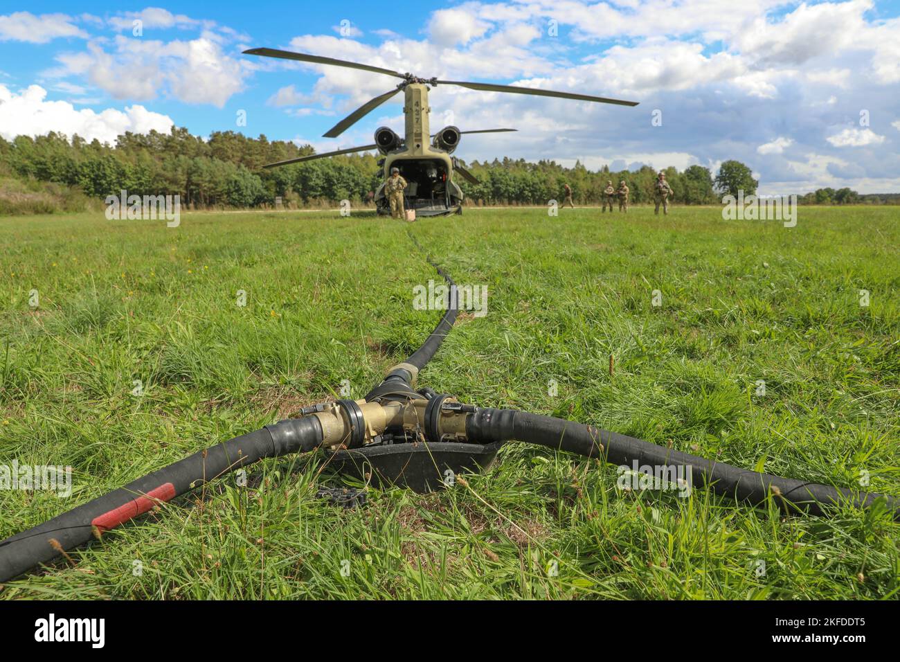 Fuel lines are in place and ready to dispense fuel from a CH-47 Chinook ...