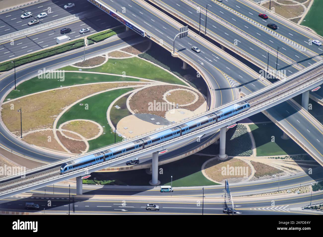 Dubai metro and bridges view from the top of Burj Khalifa Stock Photo - Alamy