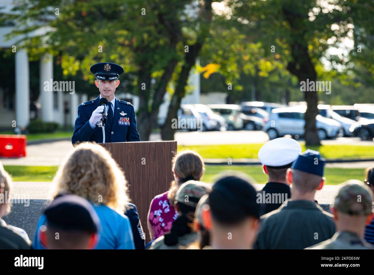 U.S. Air Force Col. Michael Richard, 35th Fighter Wing commander, gives ...