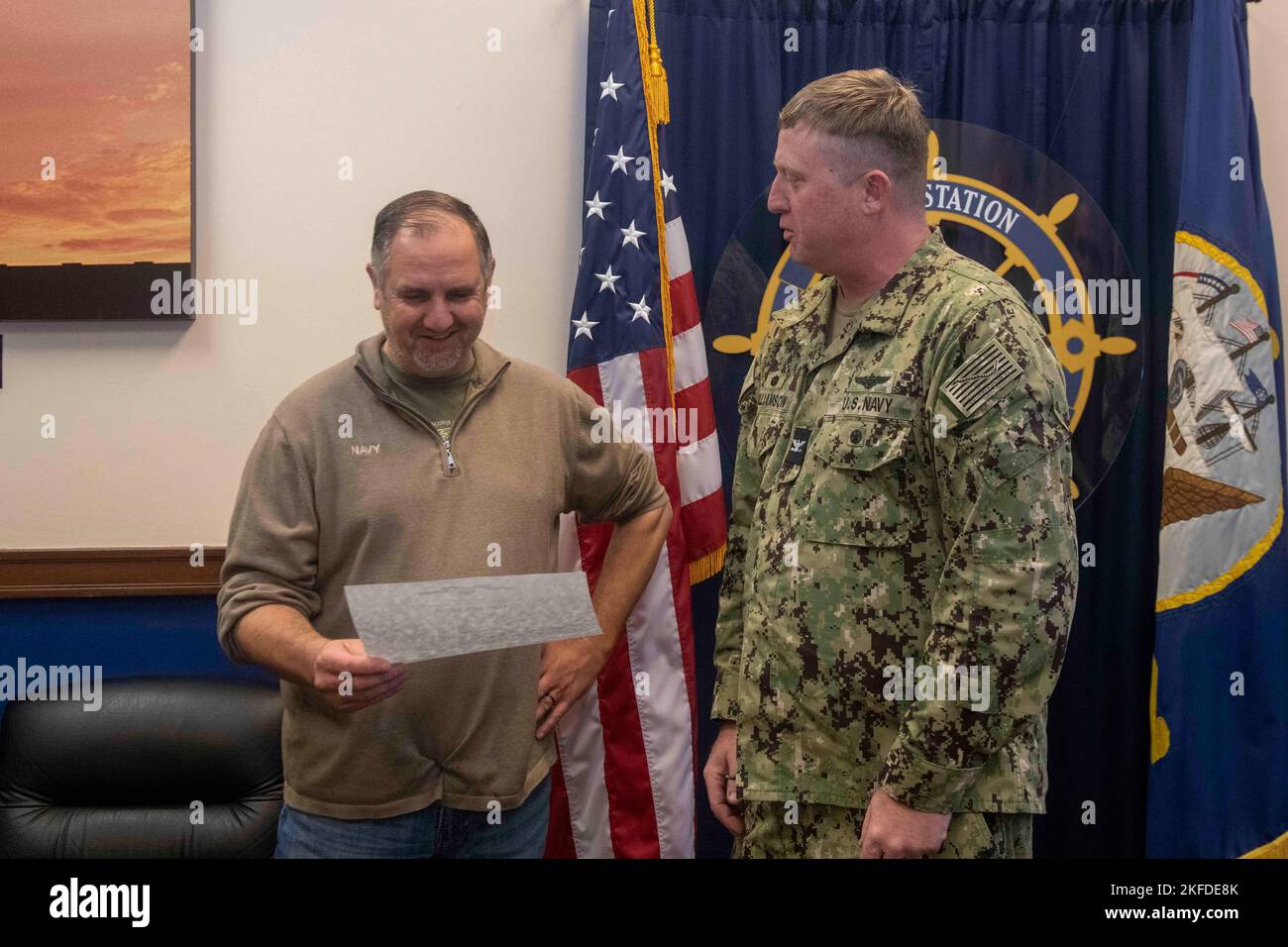 GREAT LAKES, Il. (Sept. 9, 2022) Capt. Jason Williamson, right, Naval ...