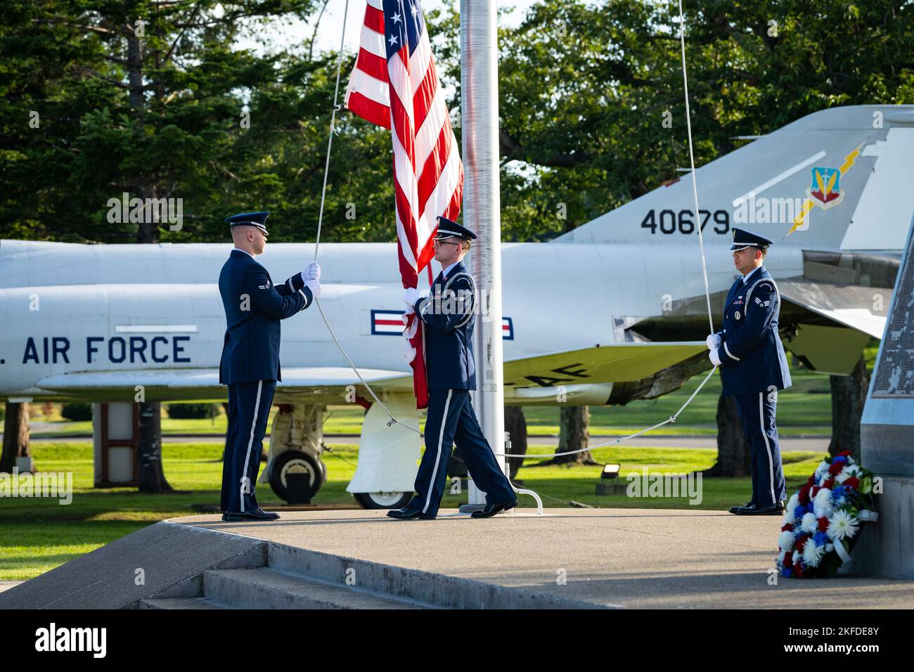A U.S. Air Force Honor Guardsman assigned to the 35th Force Support ...