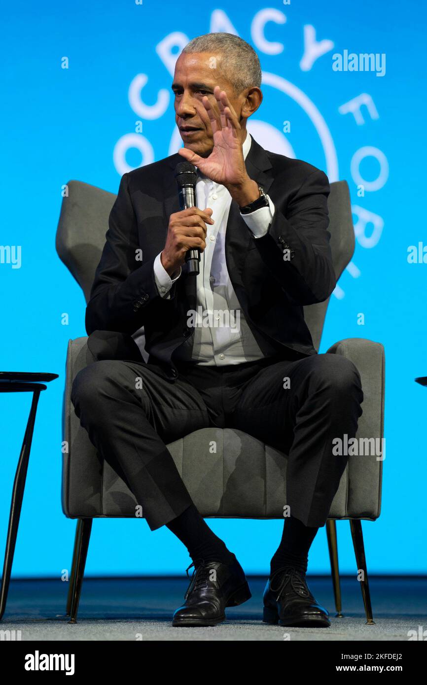 New York, NY, USA. 17th Nov, 2022. Barack Obama at a public appearance ...